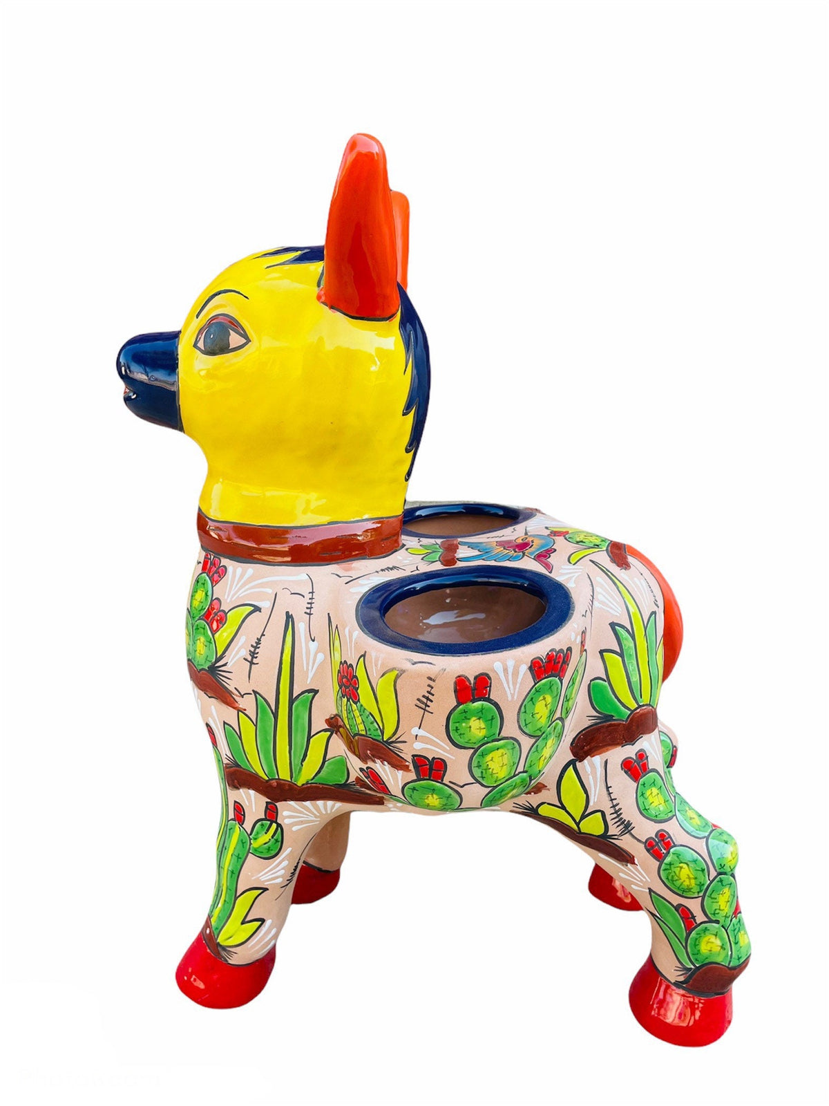Large Rustic Burro Donkey Talavera Double Planter | Rosa's Garden Shop